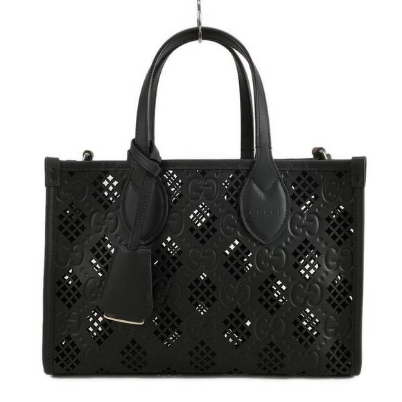Gucci | Bags | Gucci Small Tote Bag Diamond Cutout Leather Black | Poshmark
